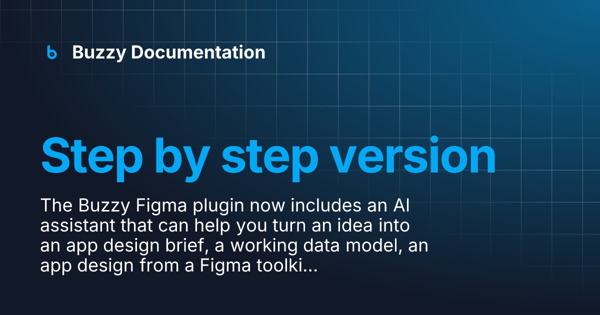 Step by step version | Buzzy Documentation